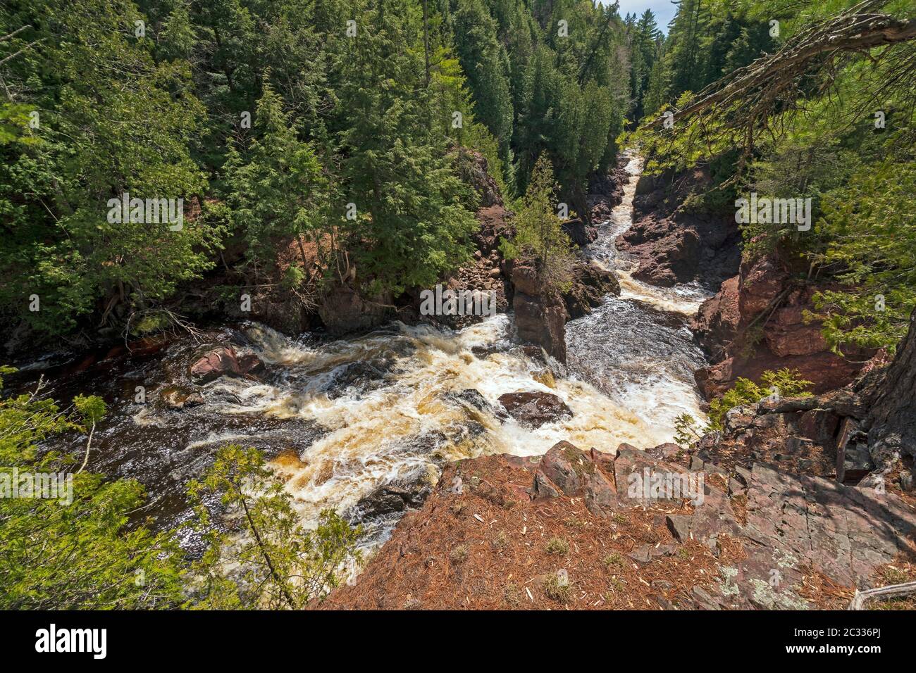 Water Rushing Down a Narrow Gorge in Copper Falls State Park in ...