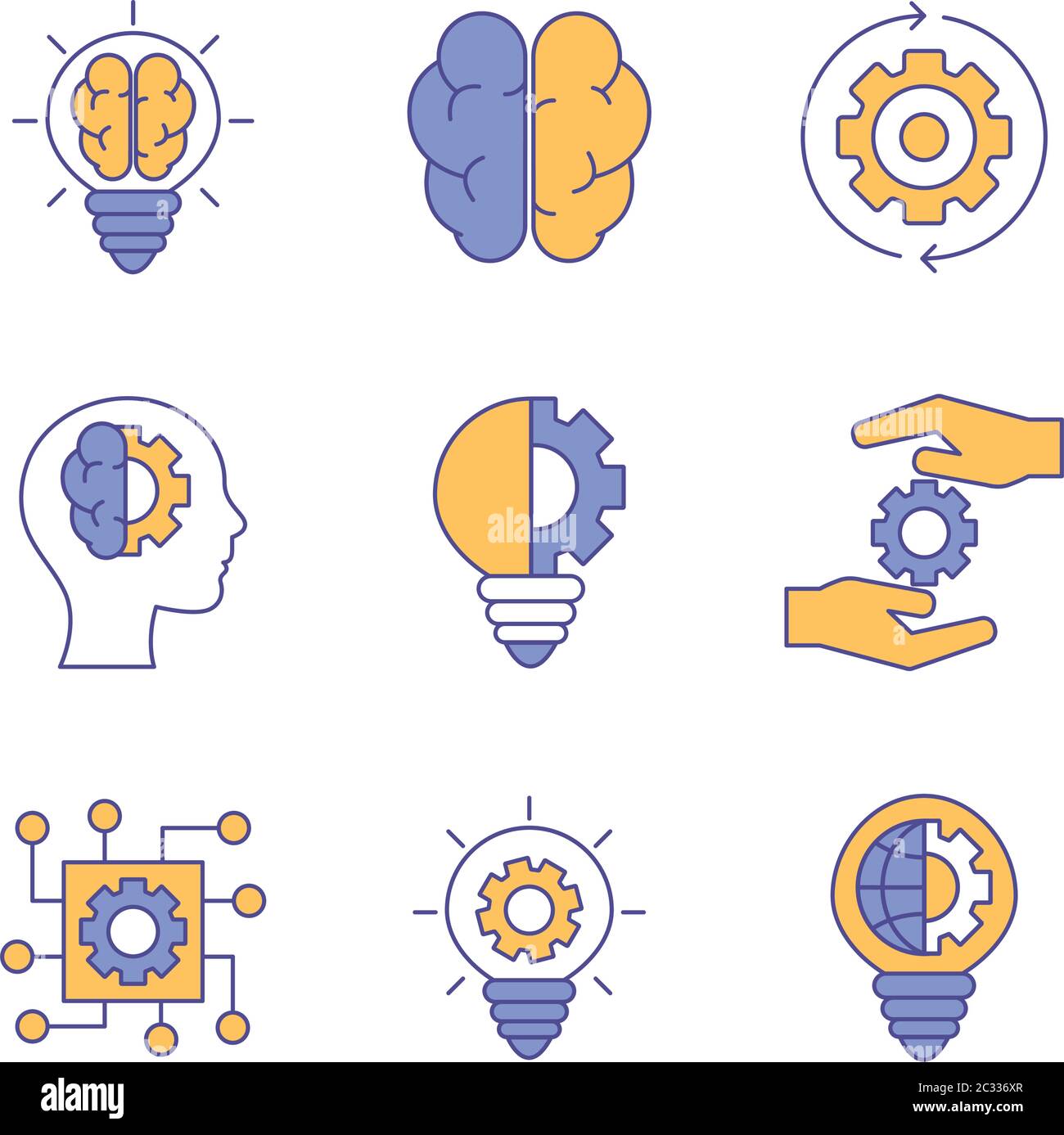 line and fill style icon set design, Innovation idea and creativity ...