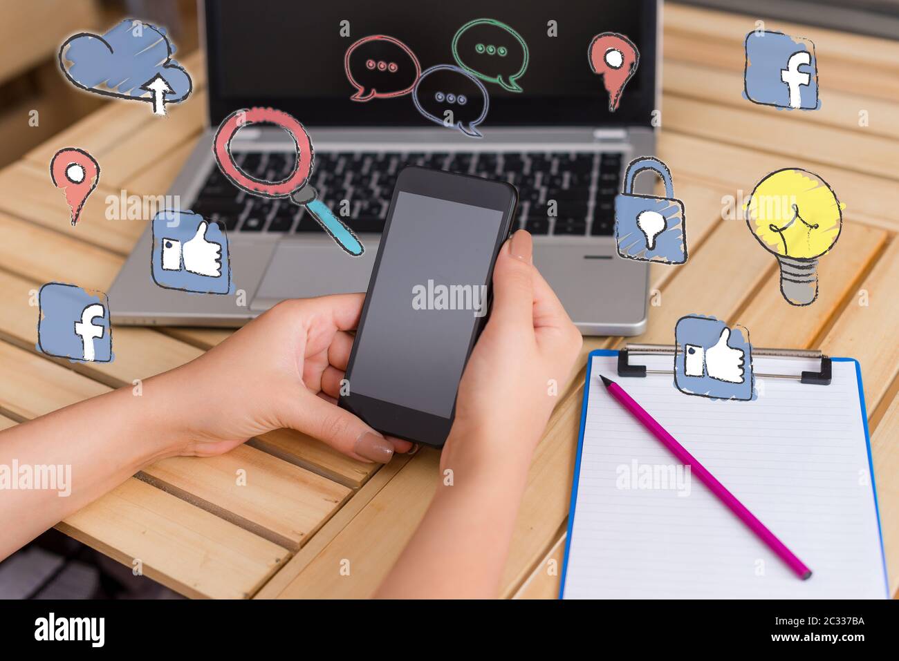 Free Sketch Of Digital Technology Information With Infographic Element ...