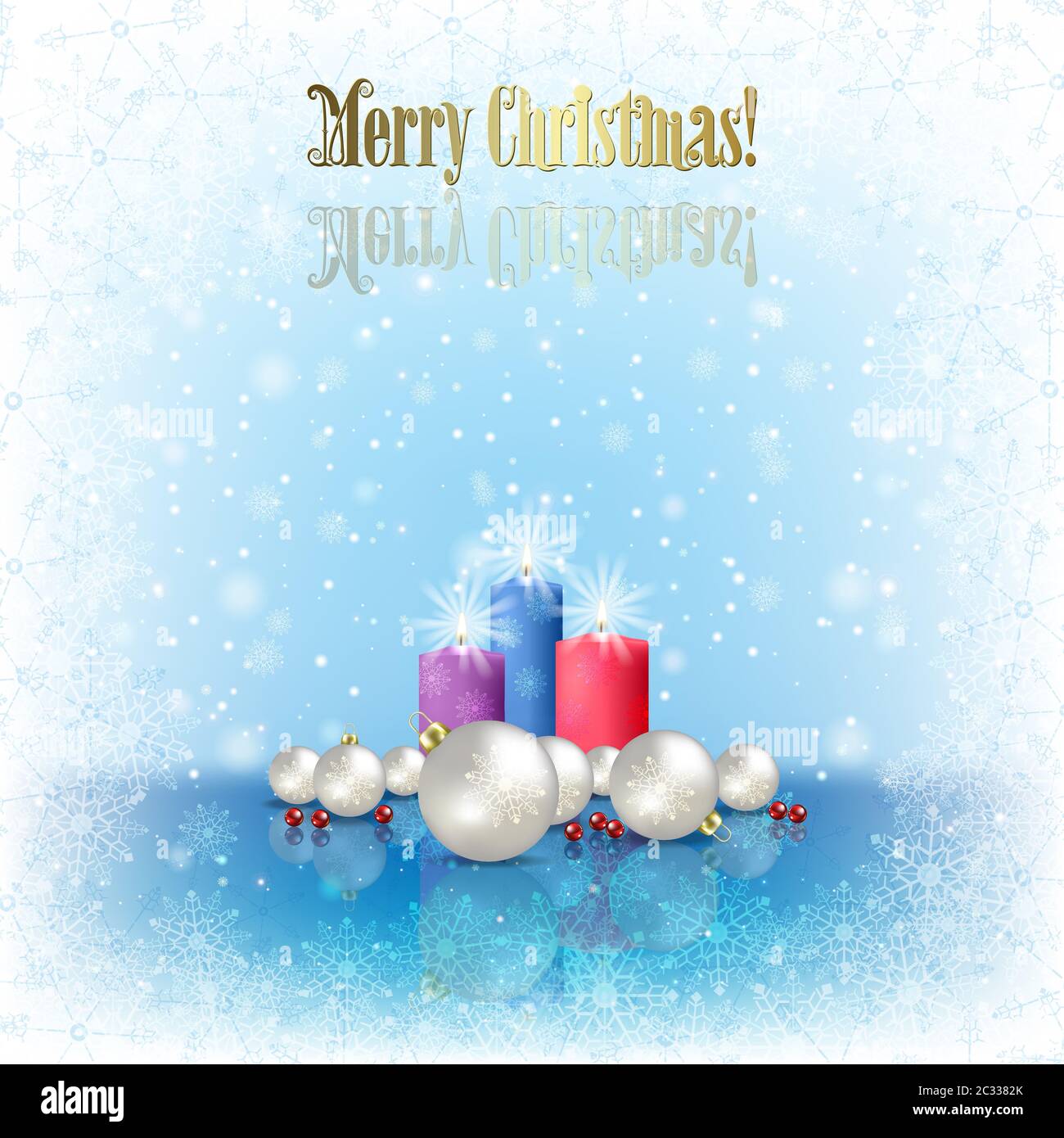 Abstract Christmas background with Advent candles and snowflakes on ...