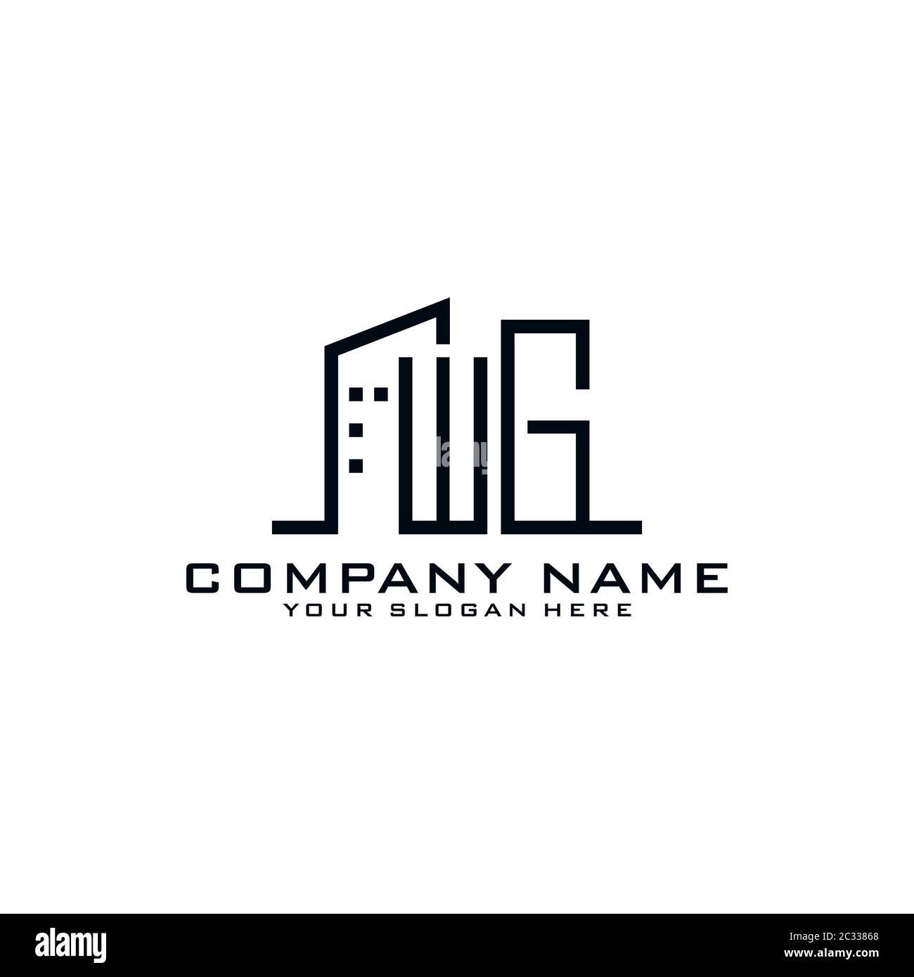 WG alphabet abstract initial letter logo design vector template Stock ...