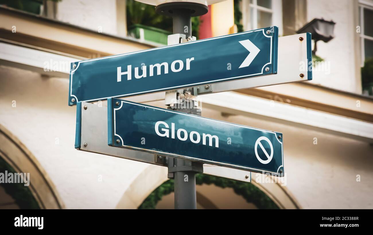 Street Sign to Humor versus Gloom Stock Photo - Alamy