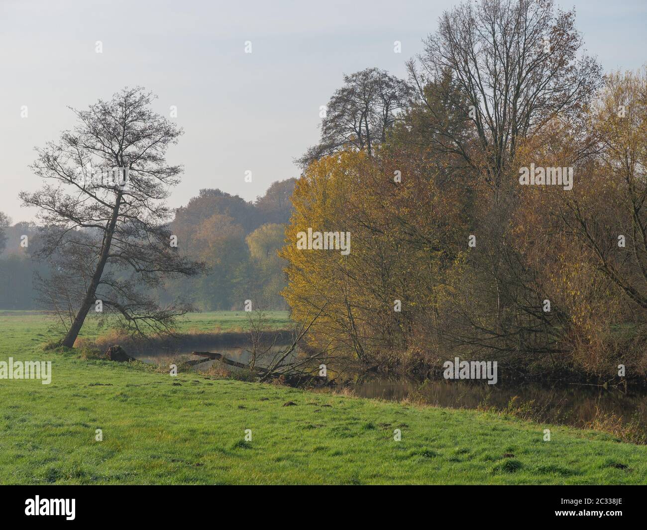 Autumn at a river in germany Stock Photo - Alamy