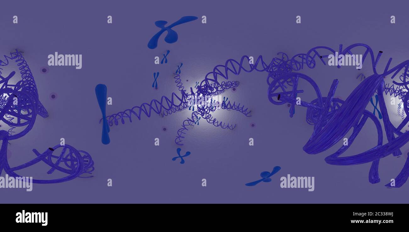 3d illustration of DNA deoxyribonucleic acid structure. Equirectangular ...