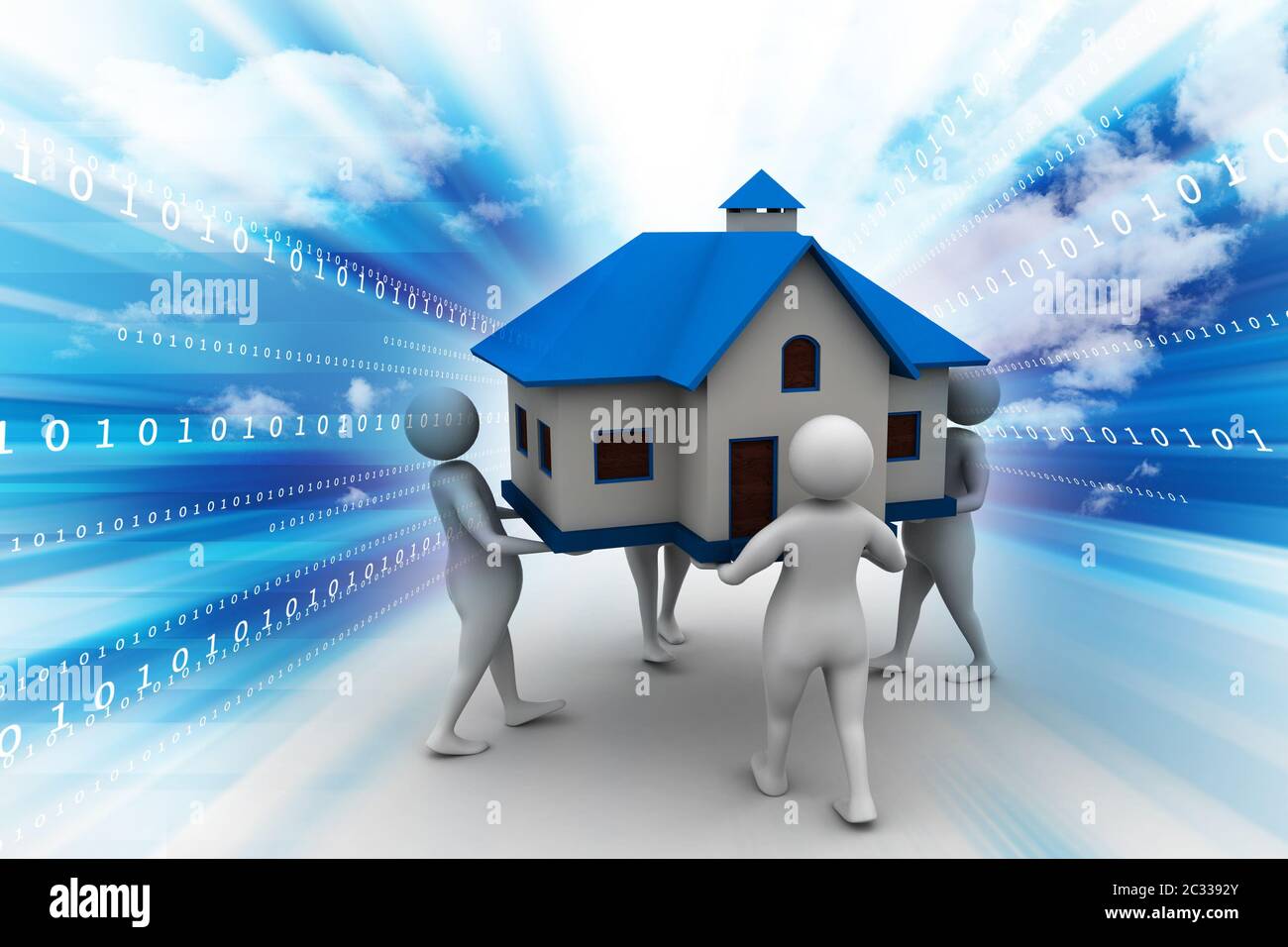 Peoples holding home in color background Stock Photo - Alamy