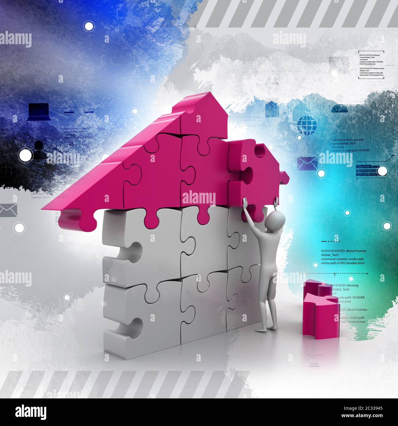 3d man, building the house Stock Photo - Alamy