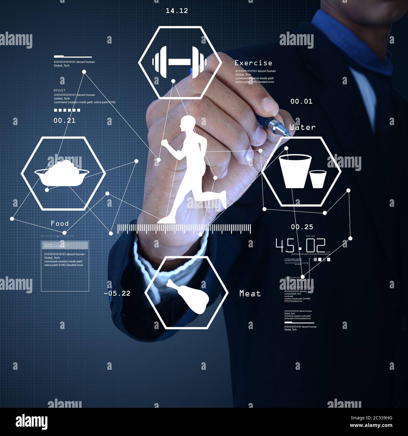 Man showing life style chart Stock Photo - Alamy