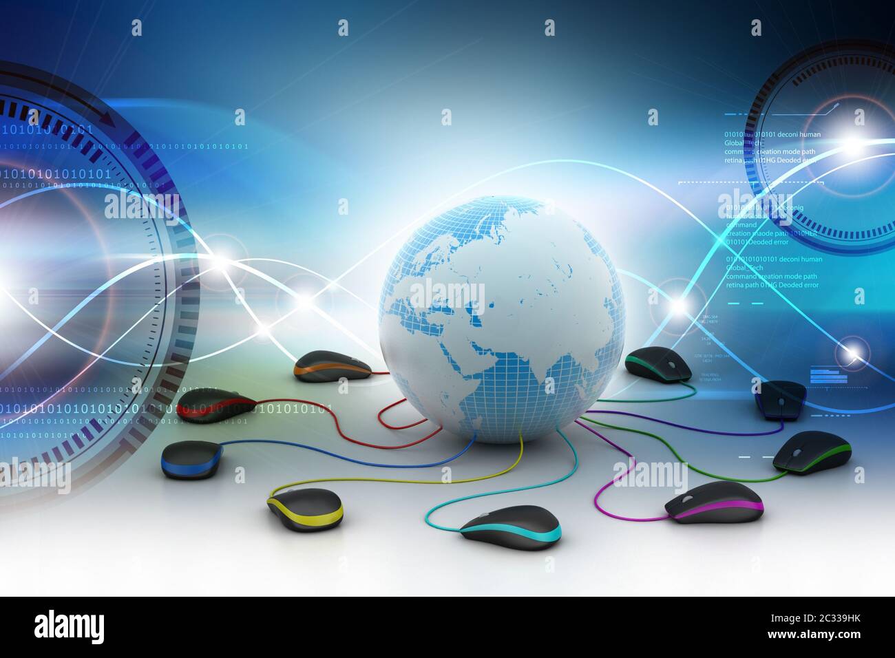 computer mouse around the earth Stock Photo - Alamy