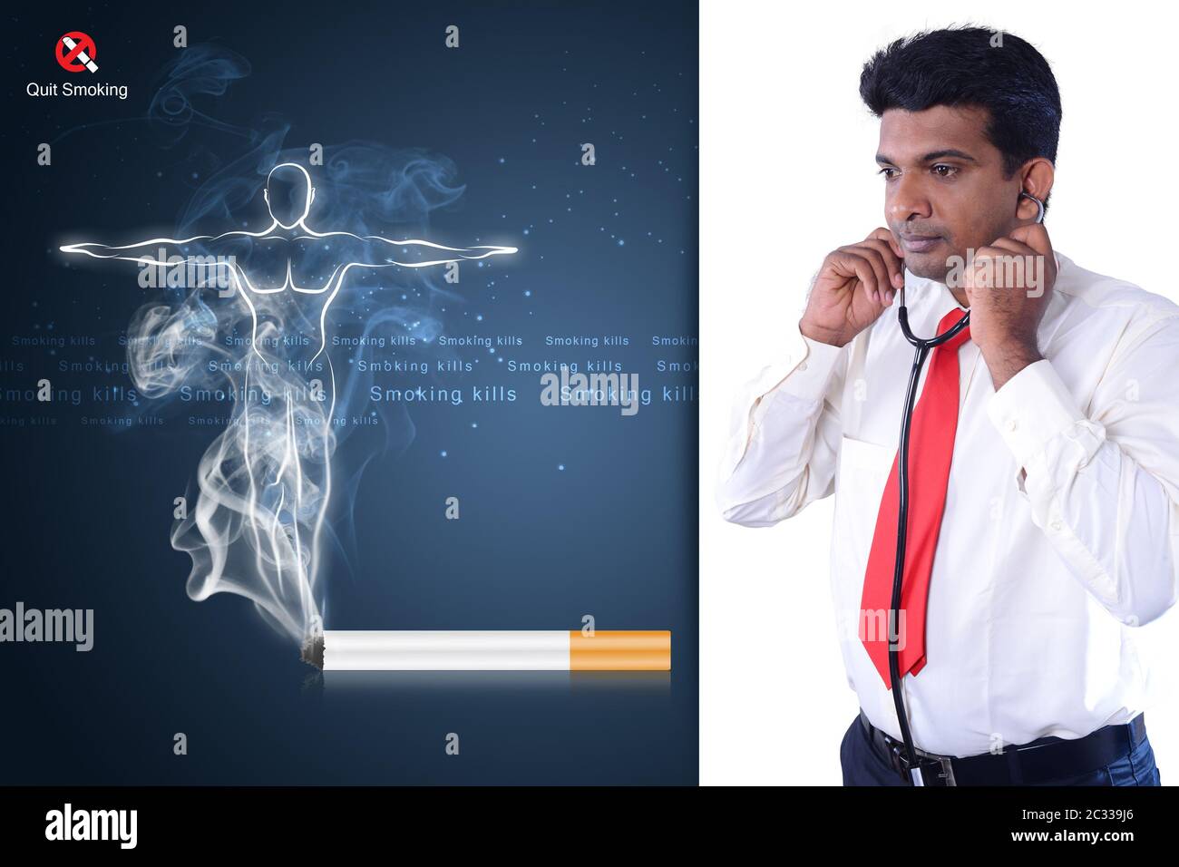 Young doctor looking cigarette smoke Stock Photo - Alamy