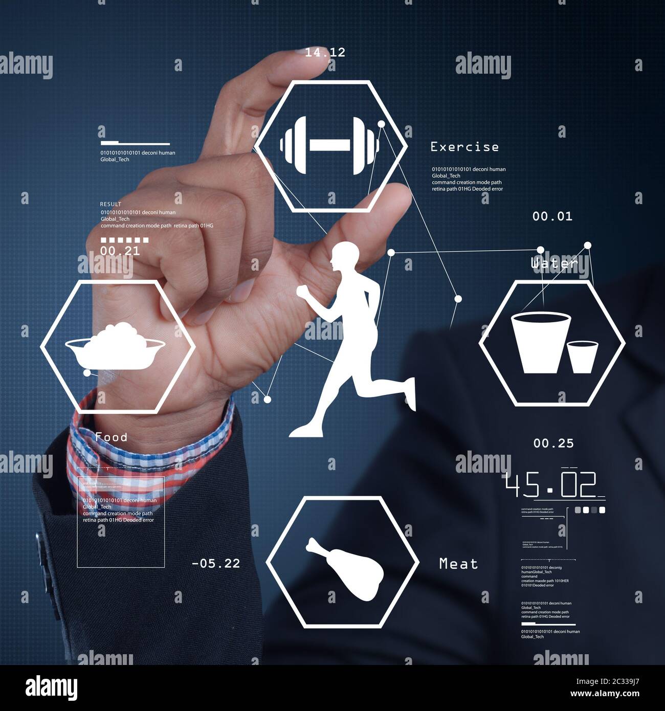 Man showing life style chart Stock Photo - Alamy