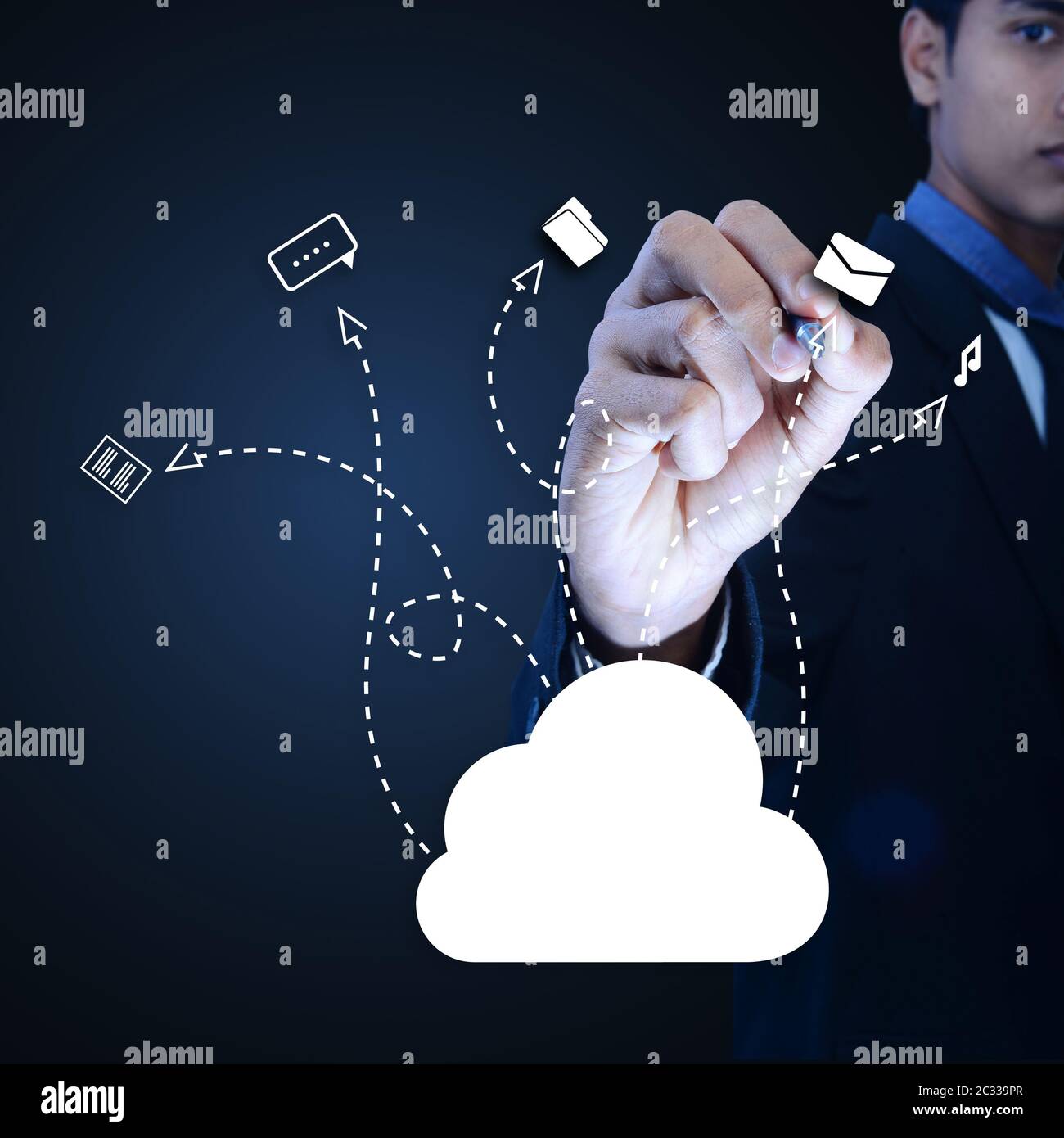 Business man showing concept of cloud computing Stock Photo - Alamy
