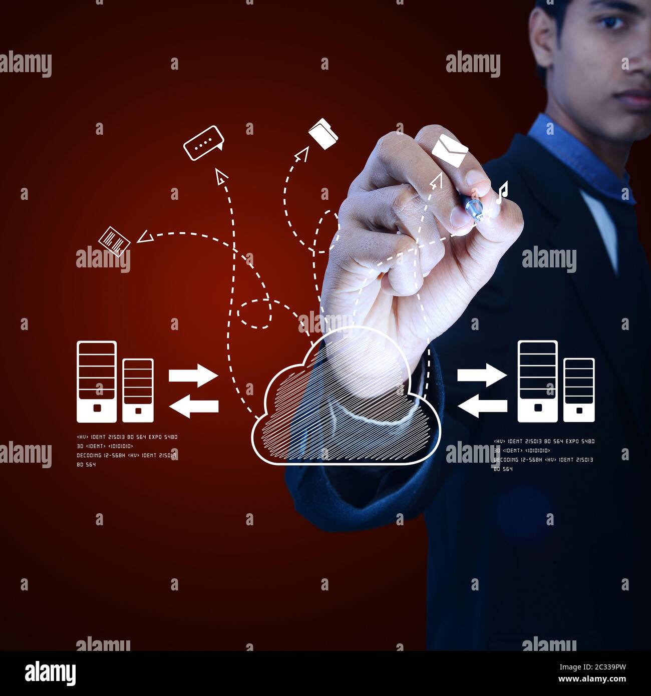 Business man showing concept of cloud computing Stock Photo - Alamy