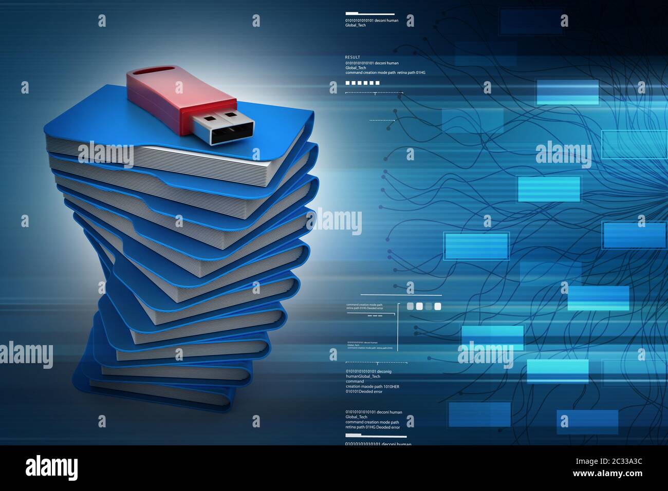 usb on the top of file folder Stock Photo - Alamy