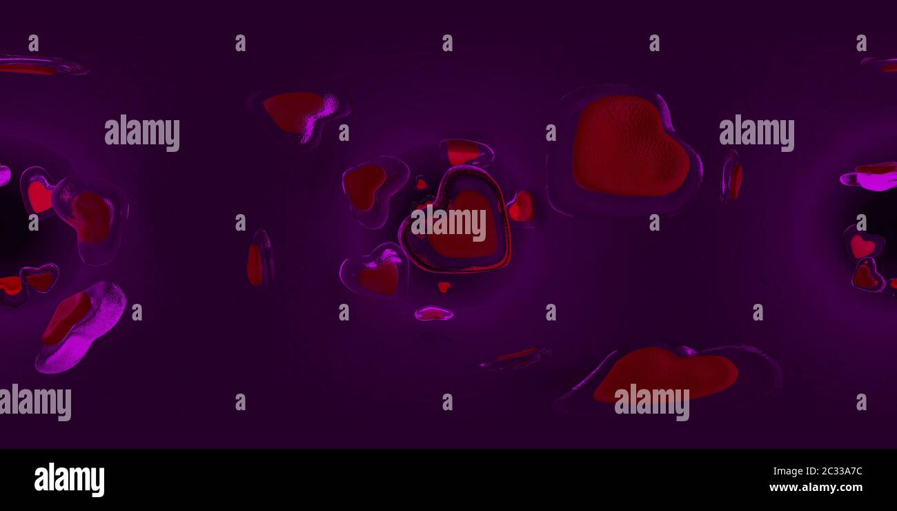 3d rendering of erythrocyte or red blood corpuscle. Equirectangular 360 ...