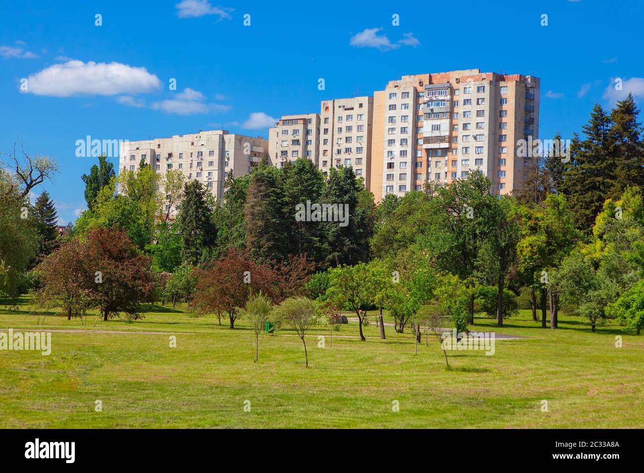 residential house in urban spring park Stock Photo - Alamy