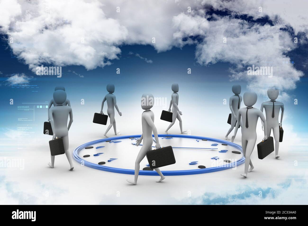 Business man walk around the clock Stock Photo - Alamy