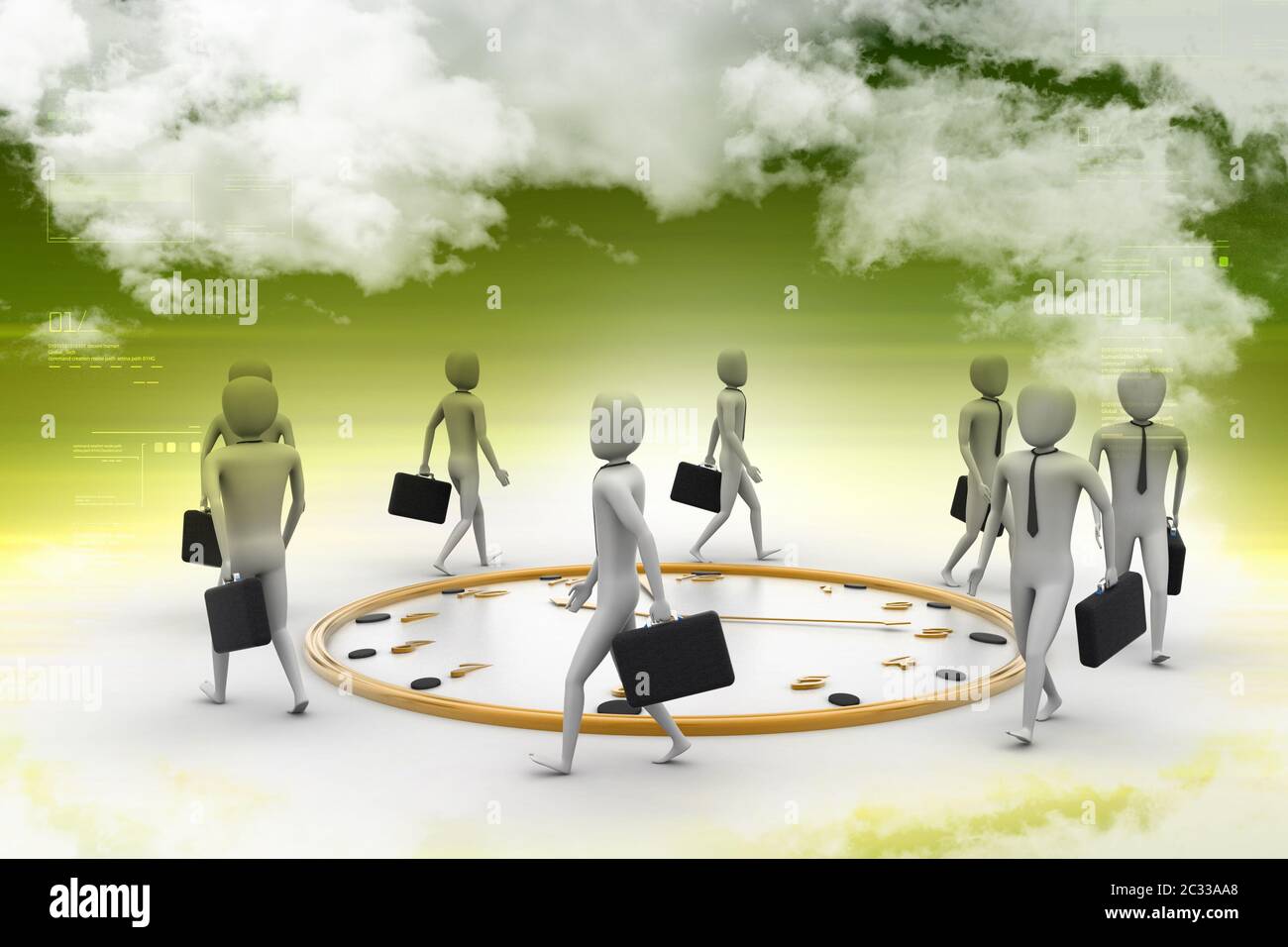 Business man walk around the clock Stock Photo - Alamy