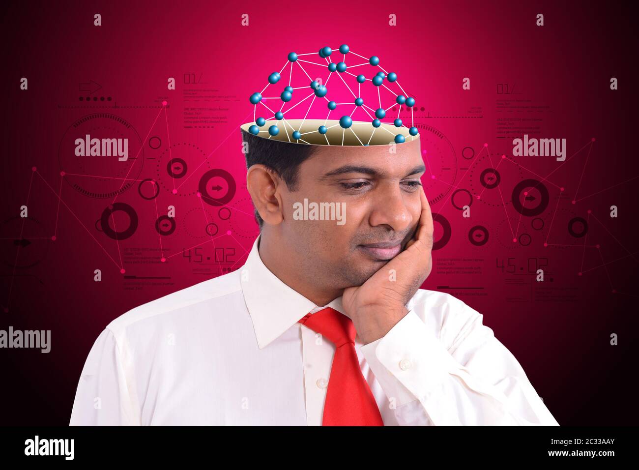 Man head fill with molecules Stock Photo - Alamy