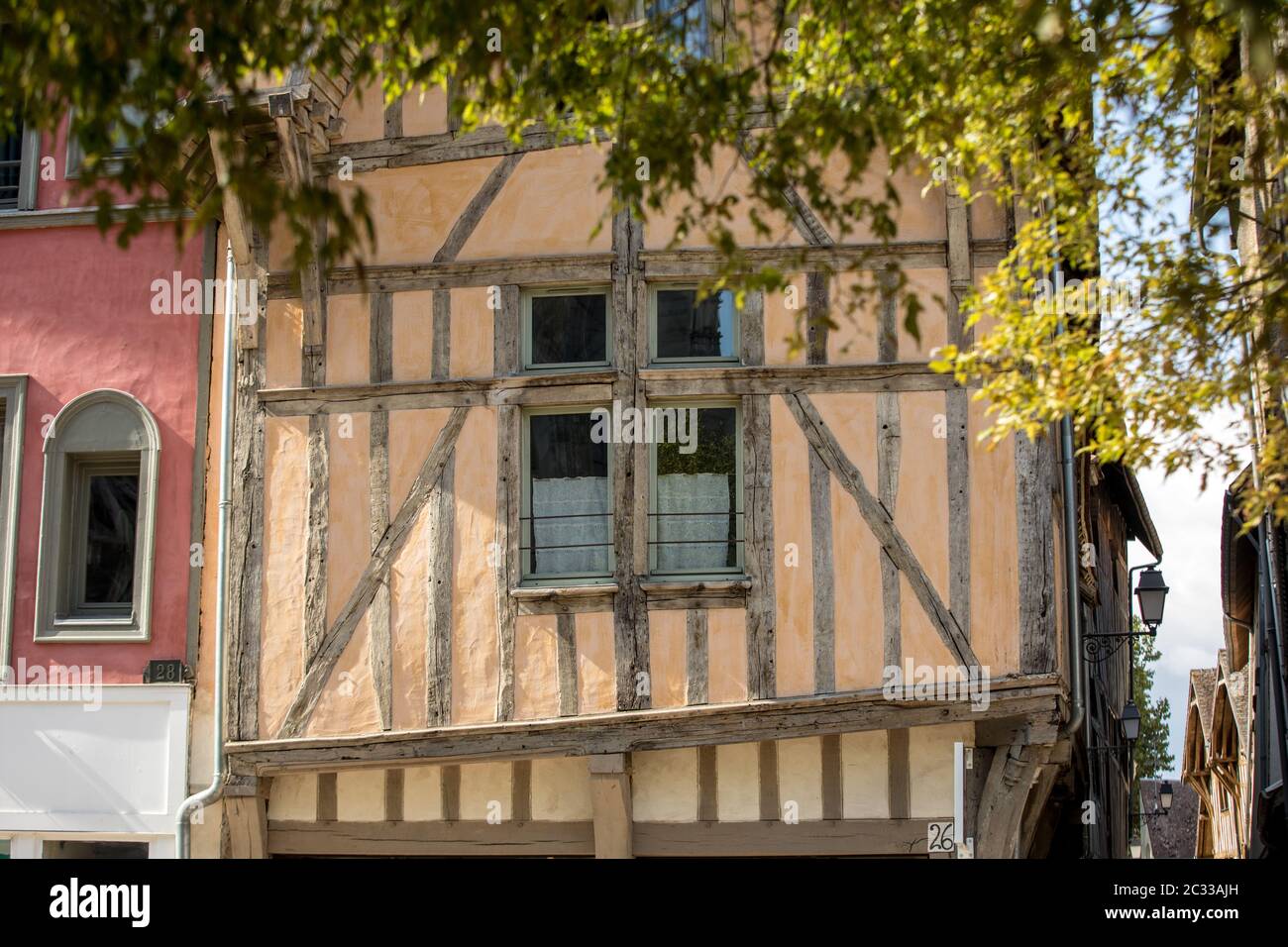Ancient half-timbered buildings in Troyes. Aube, Champagne-Ardenne ...