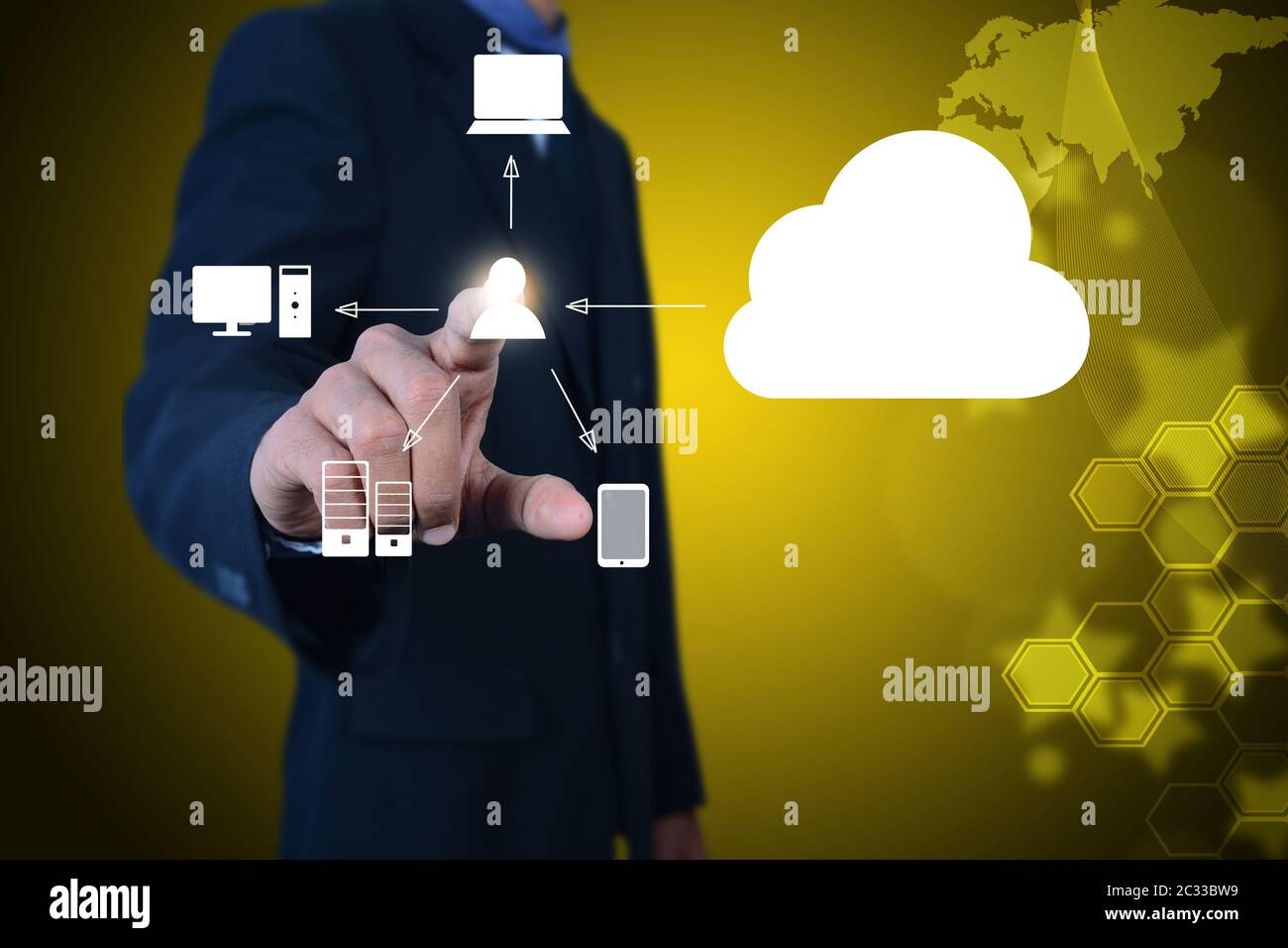 Business man showing concept of cloud computing Stock Photo - Alamy