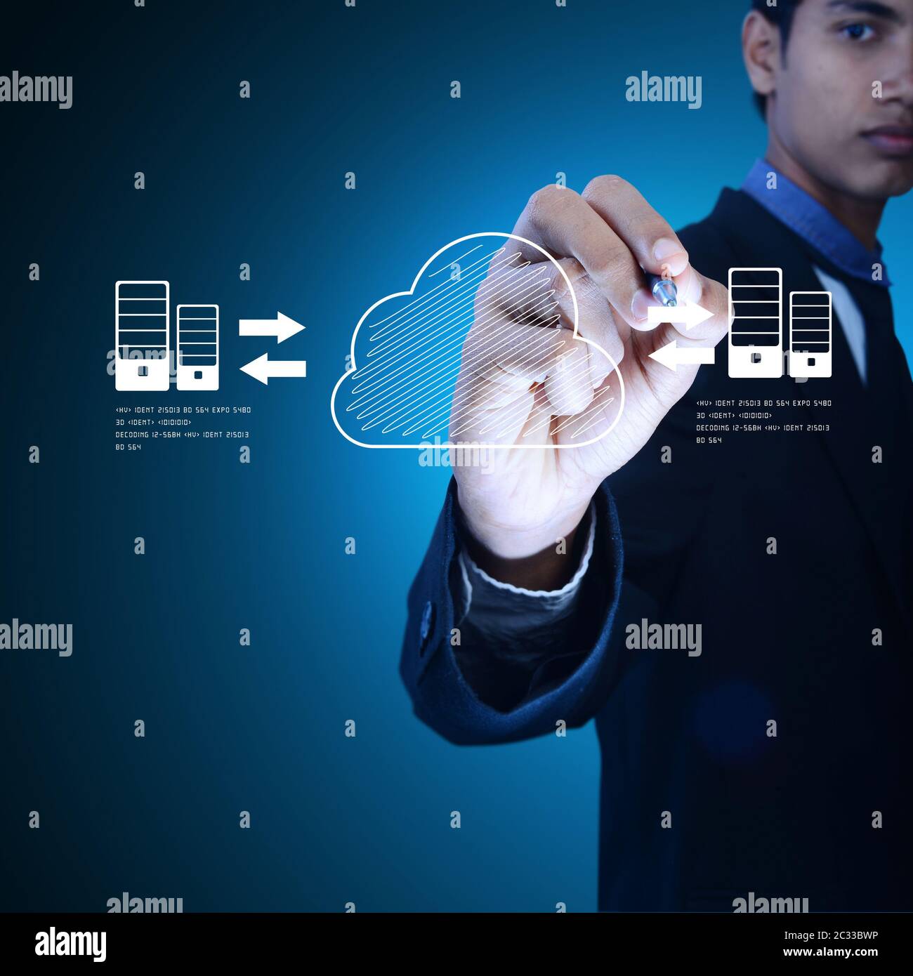 Business man showing concept of cloud computing Stock Photo - Alamy