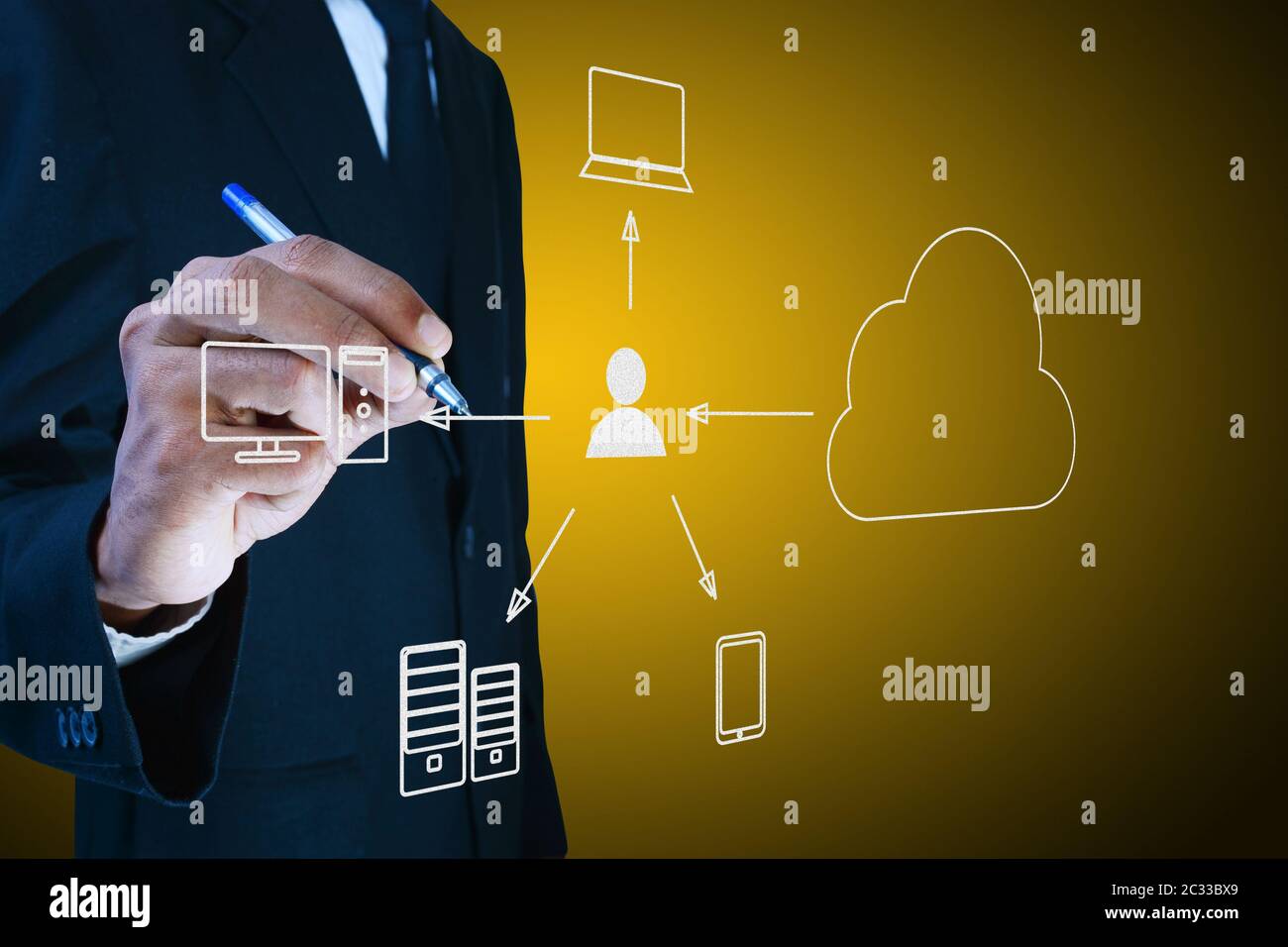 Business man showing concept of cloud computing Stock Photo - Alamy