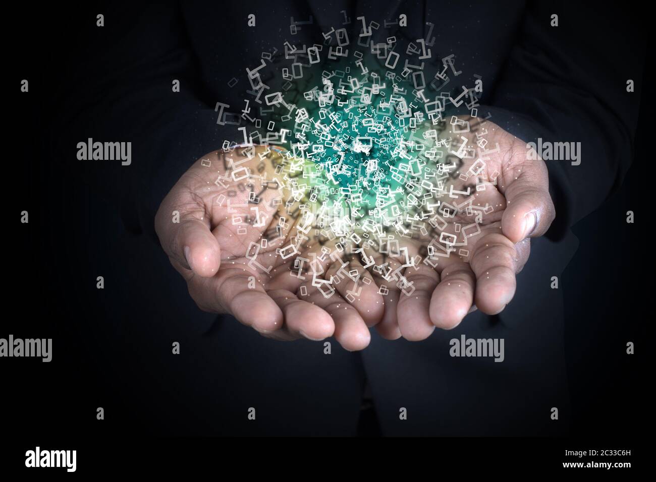 Man showing the binary digits Stock Photo - Alamy