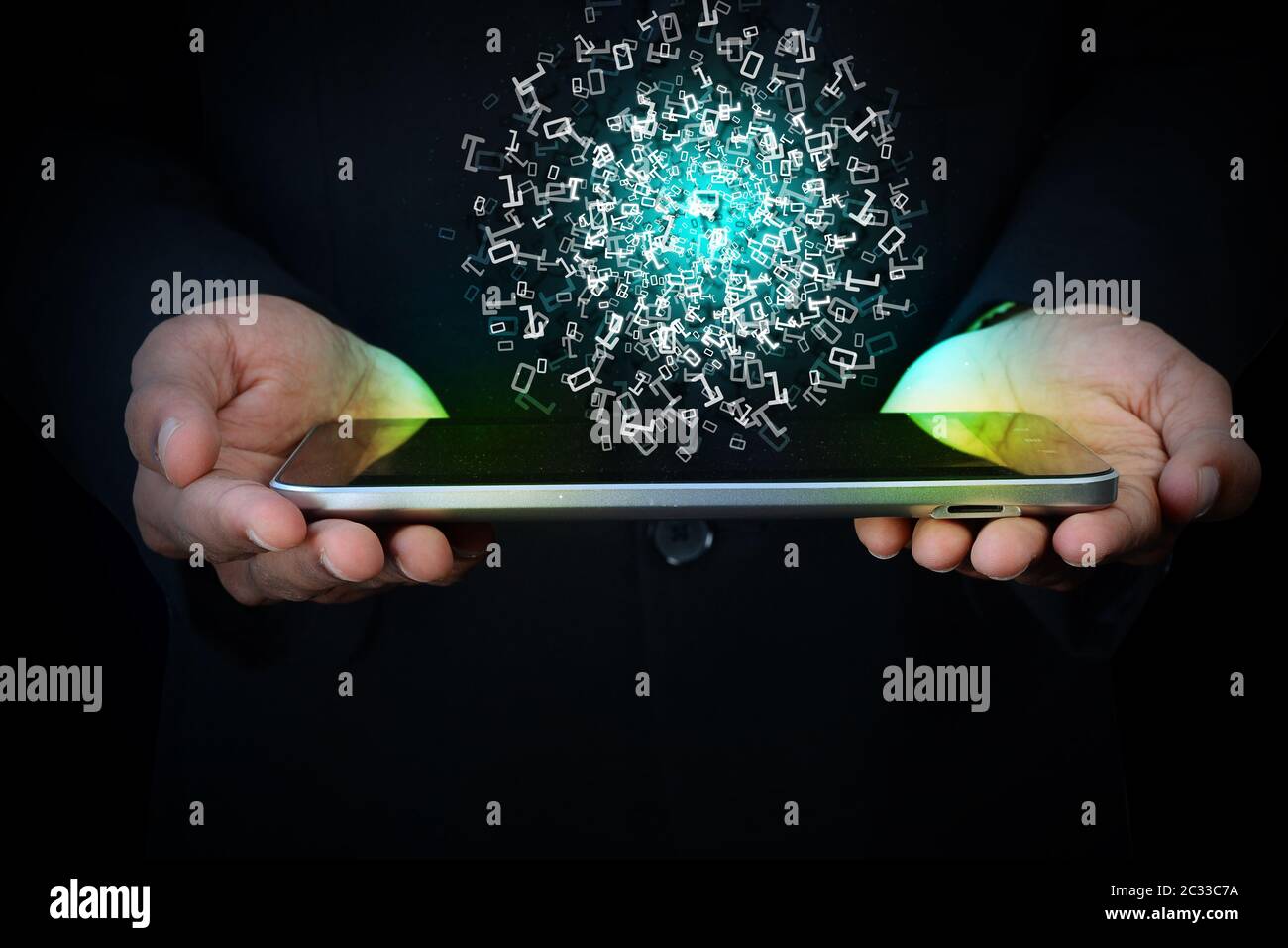 Man showing the binary digits Stock Photo - Alamy