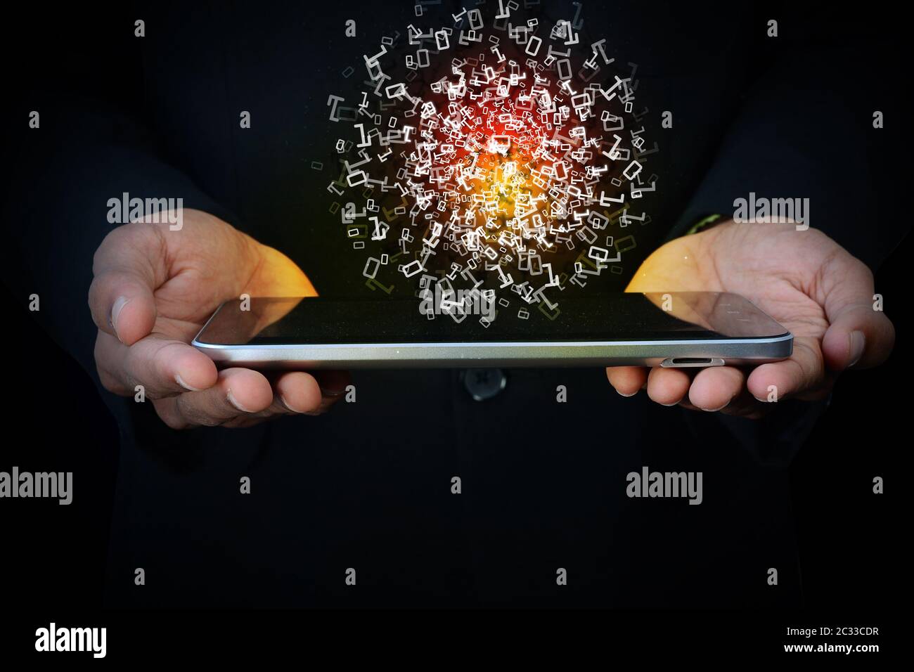 Man showing the binary digits Stock Photo - Alamy