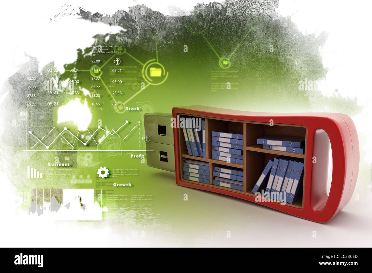 Usb drive with file folder Stock Photo - Alamy