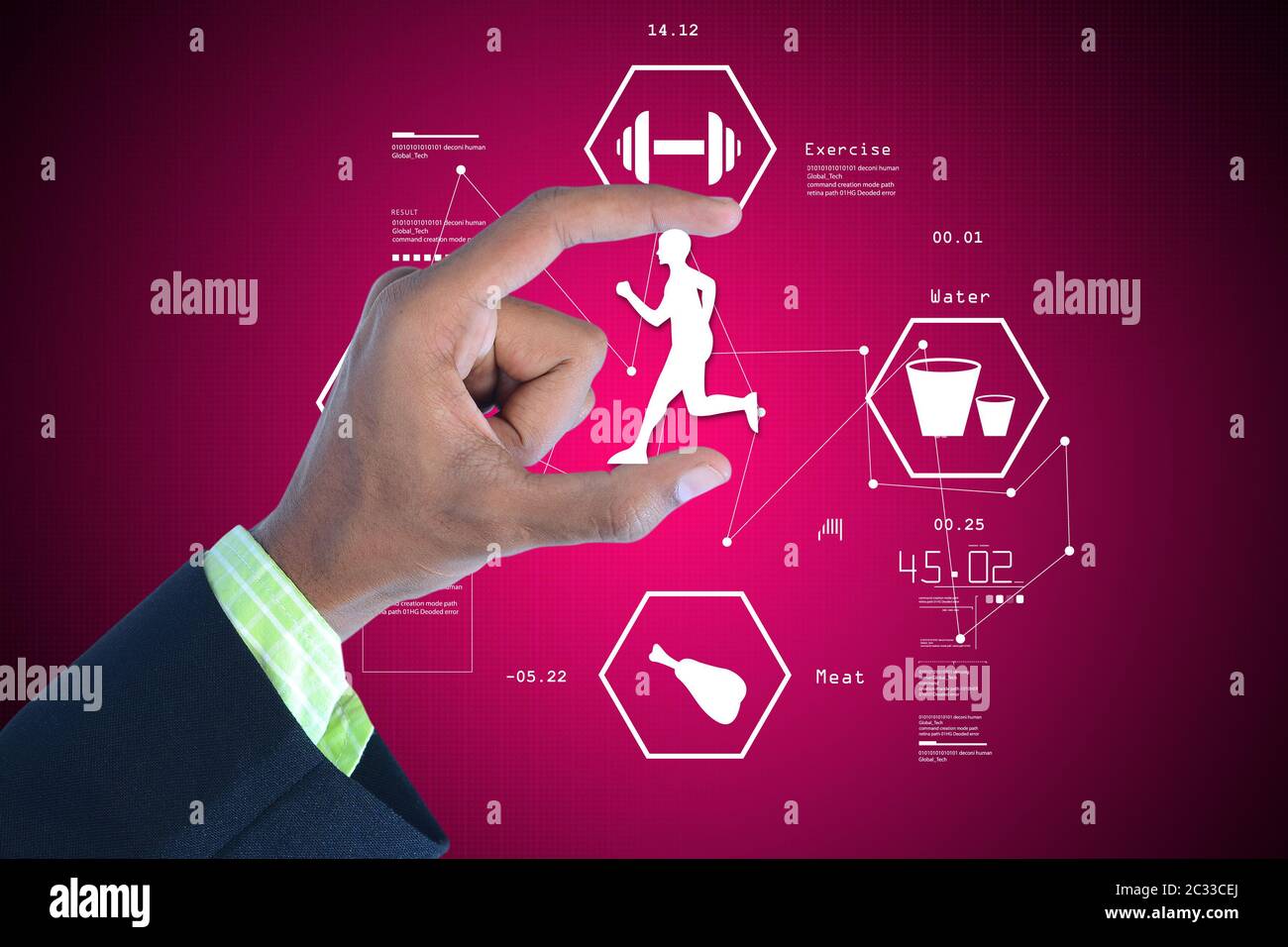 Man showing life style chart Stock Photo - Alamy