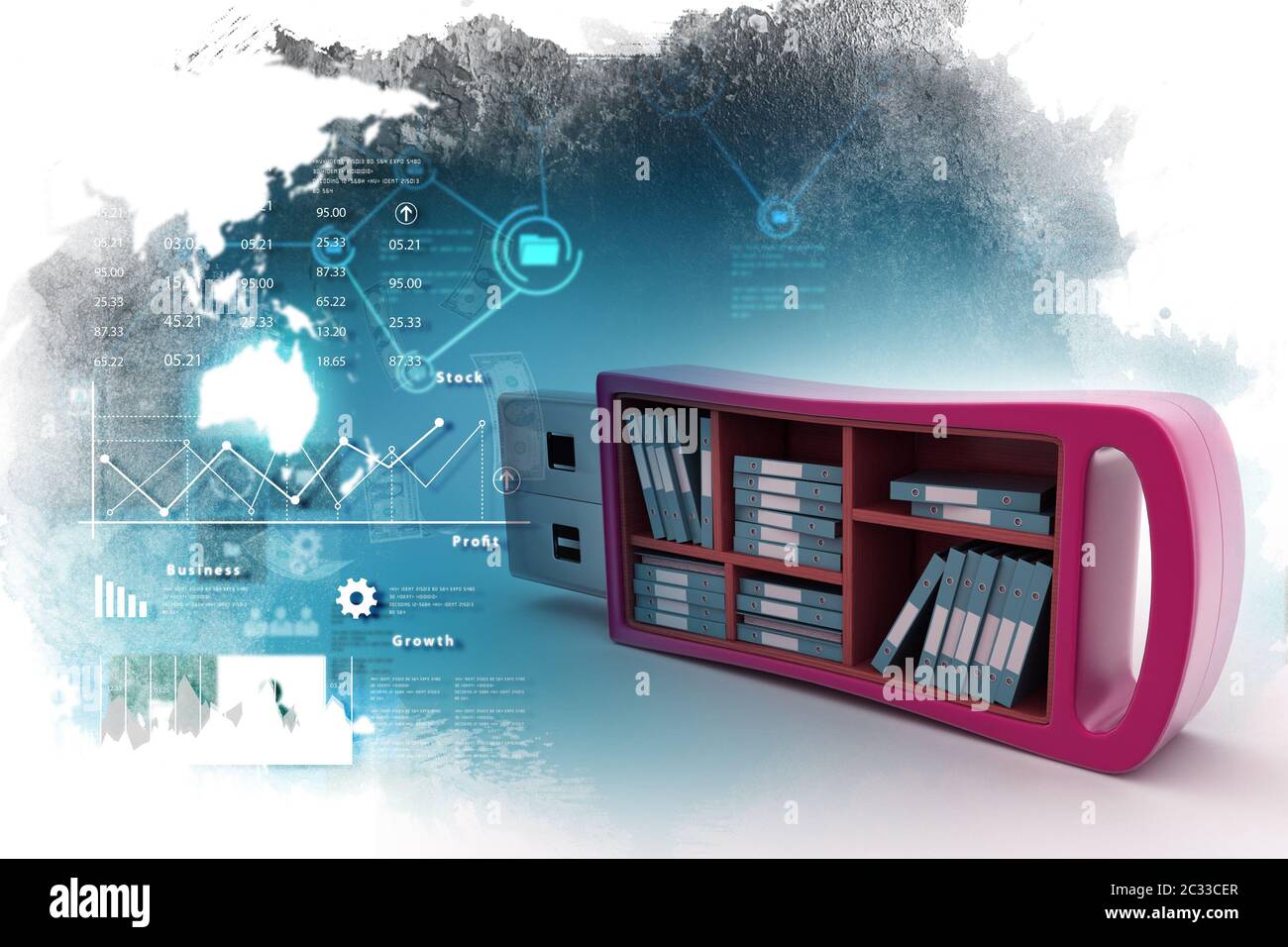 Usb drive with file folder Stock Photo - Alamy