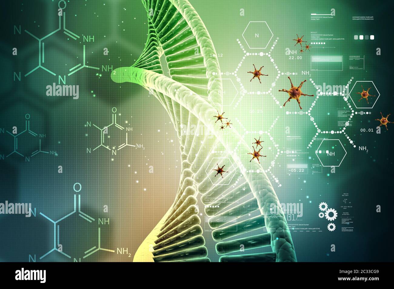 Dna structure with virus Stock Photo - Alamy