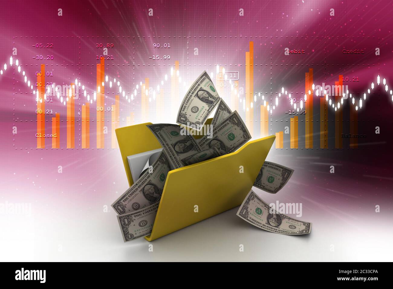 File folder with currency Stock Photo - Alamy