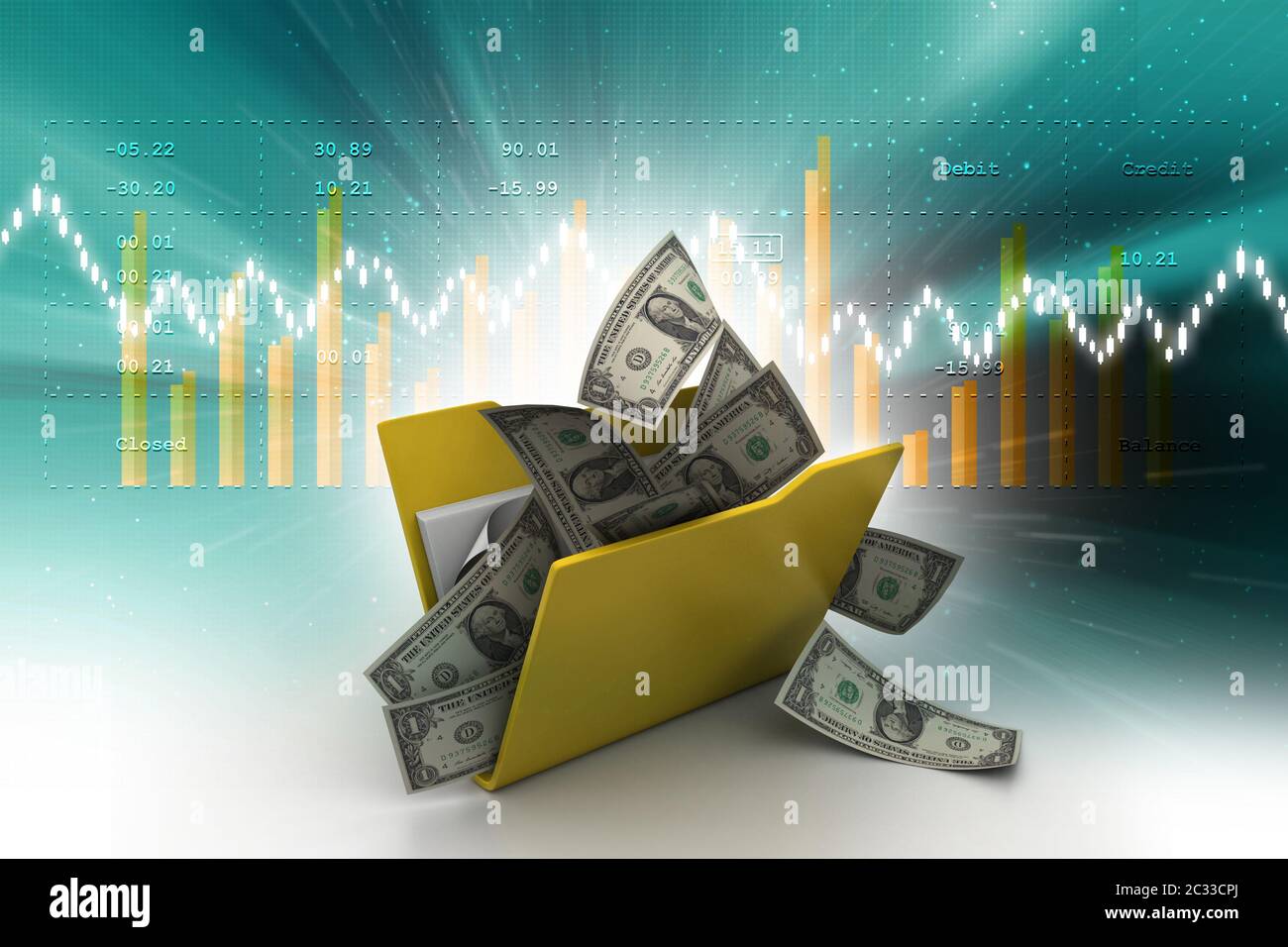 File folder with currency Stock Photo - Alamy