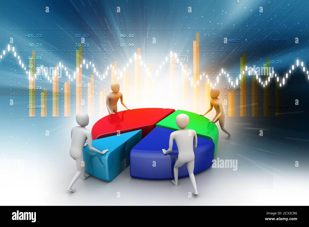 pie chart with 3d people Stock Photo - Alamy