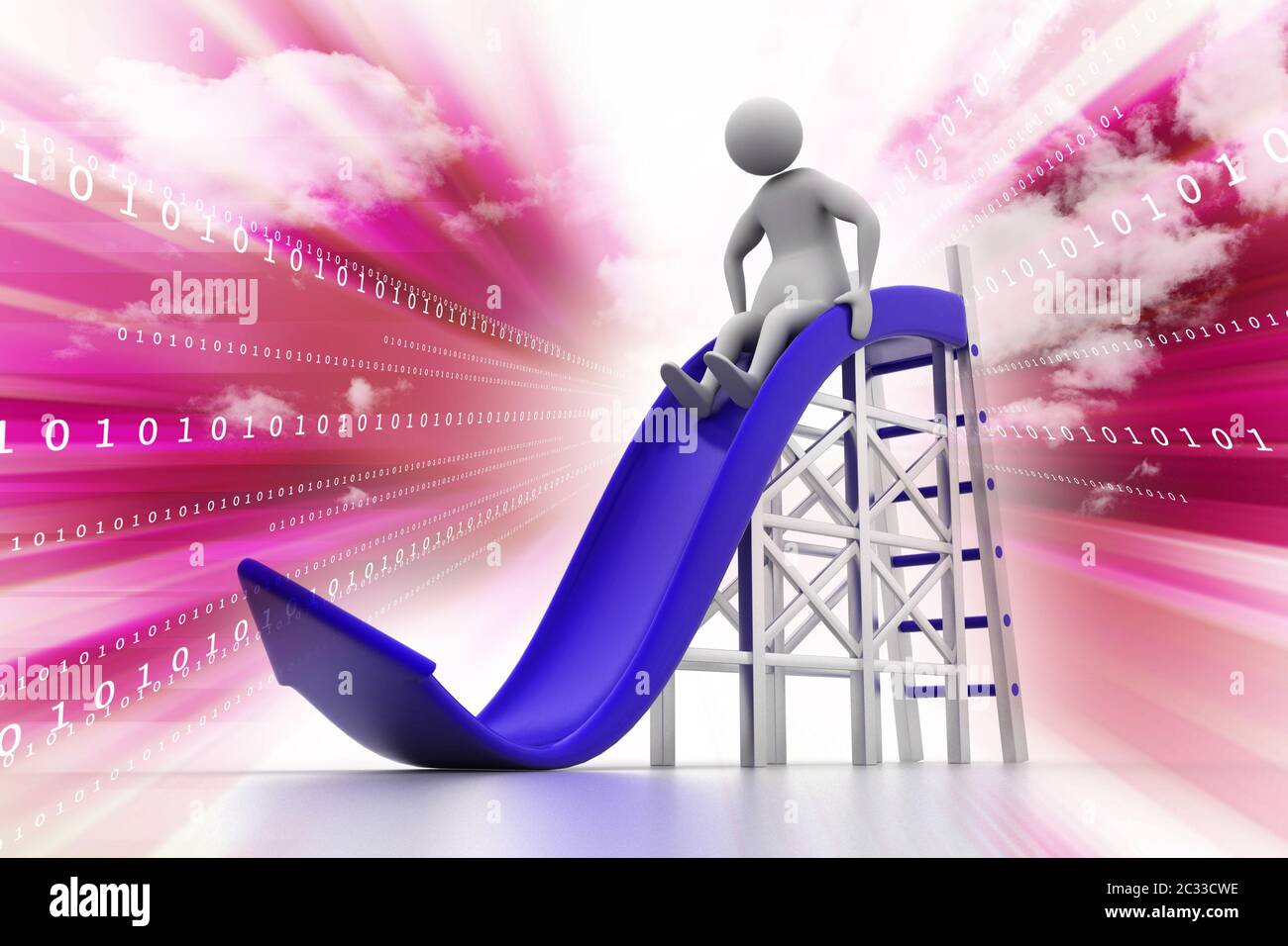 3d cartoon man on ladder hi-res stock photography and images - Alamy
