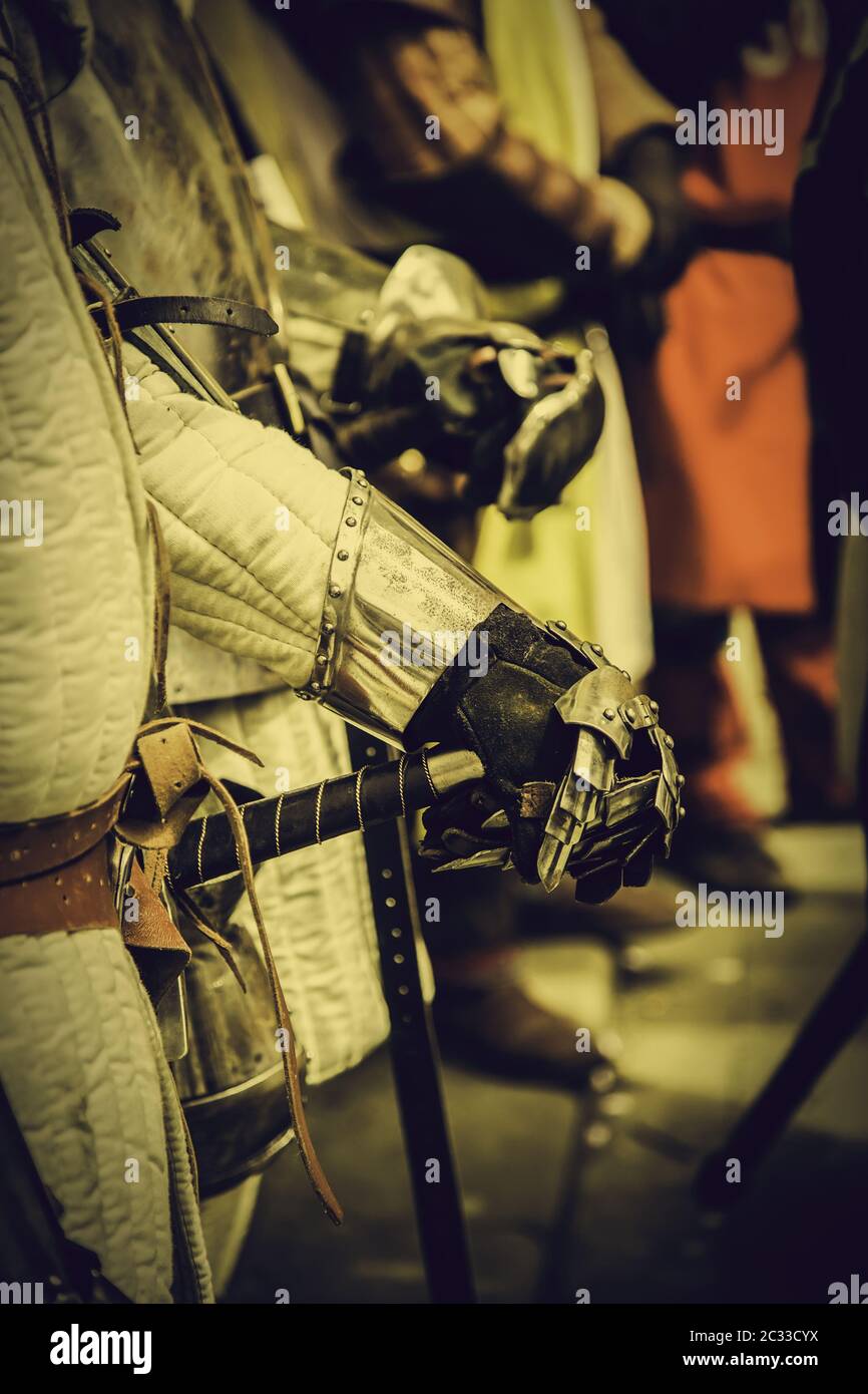 Medieval armor glove, detail of protection, ancient history Stock Photo ...