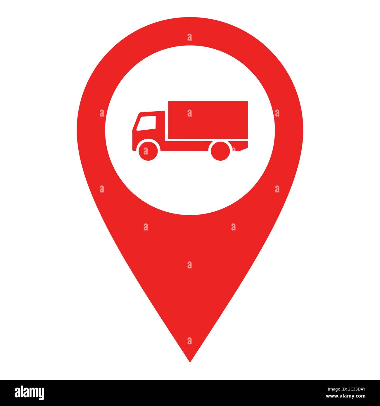 Truck and location pin Stock Photo - Alamy