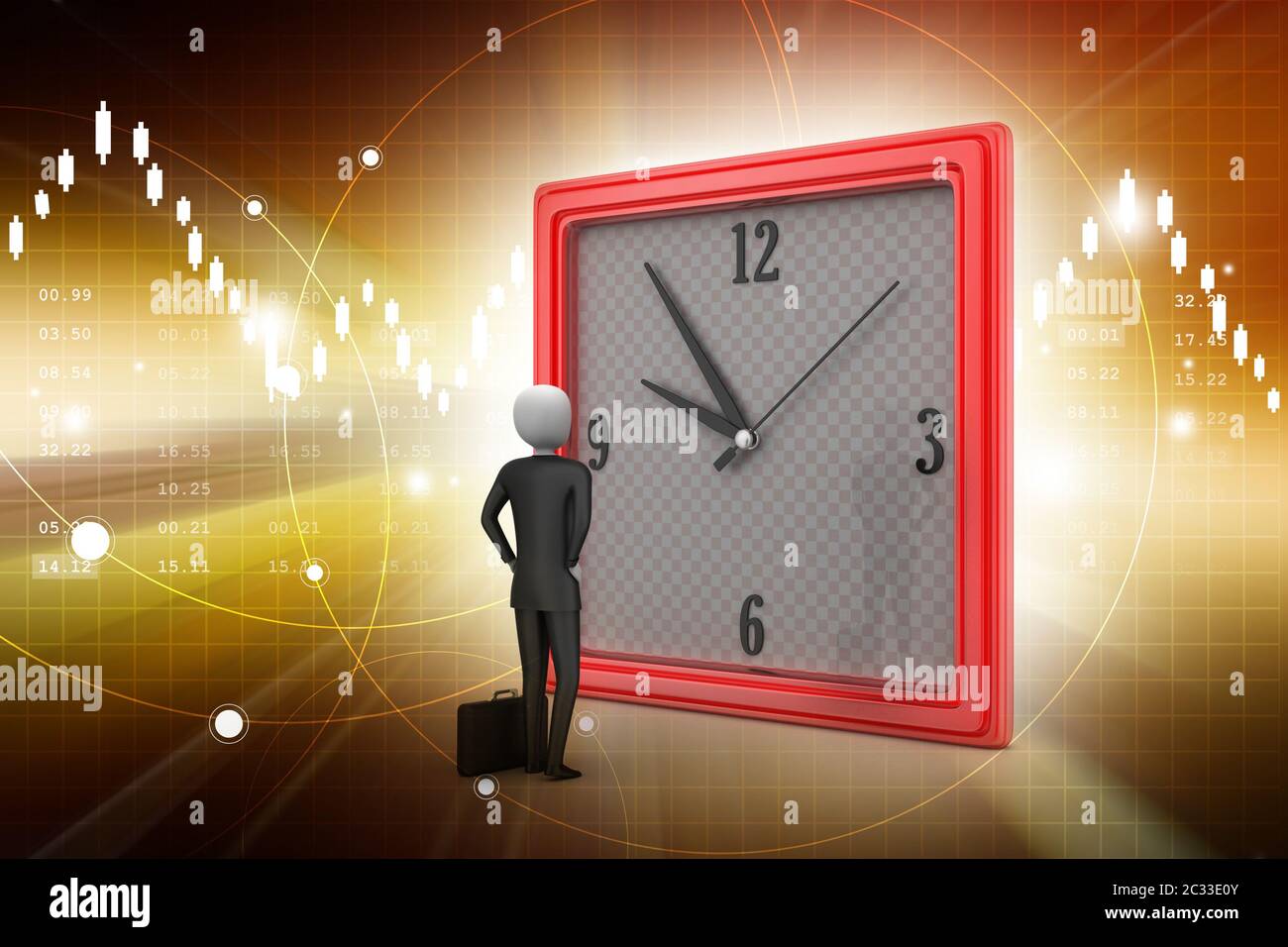 3d man watching the clock Stock Photo - Alamy