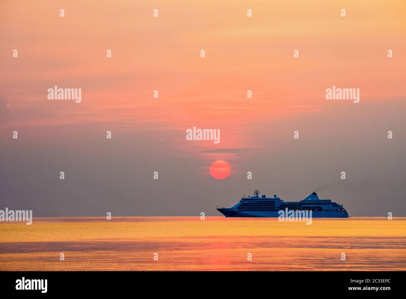 Travel by Cruise ship in the ocean, large luxury passenger boat is ...