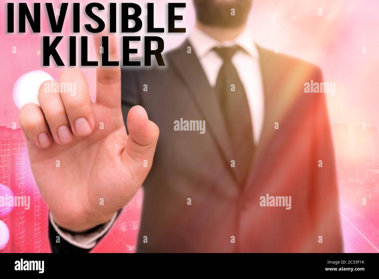Writing note showing Invisible Killer. Business concept for presence ...