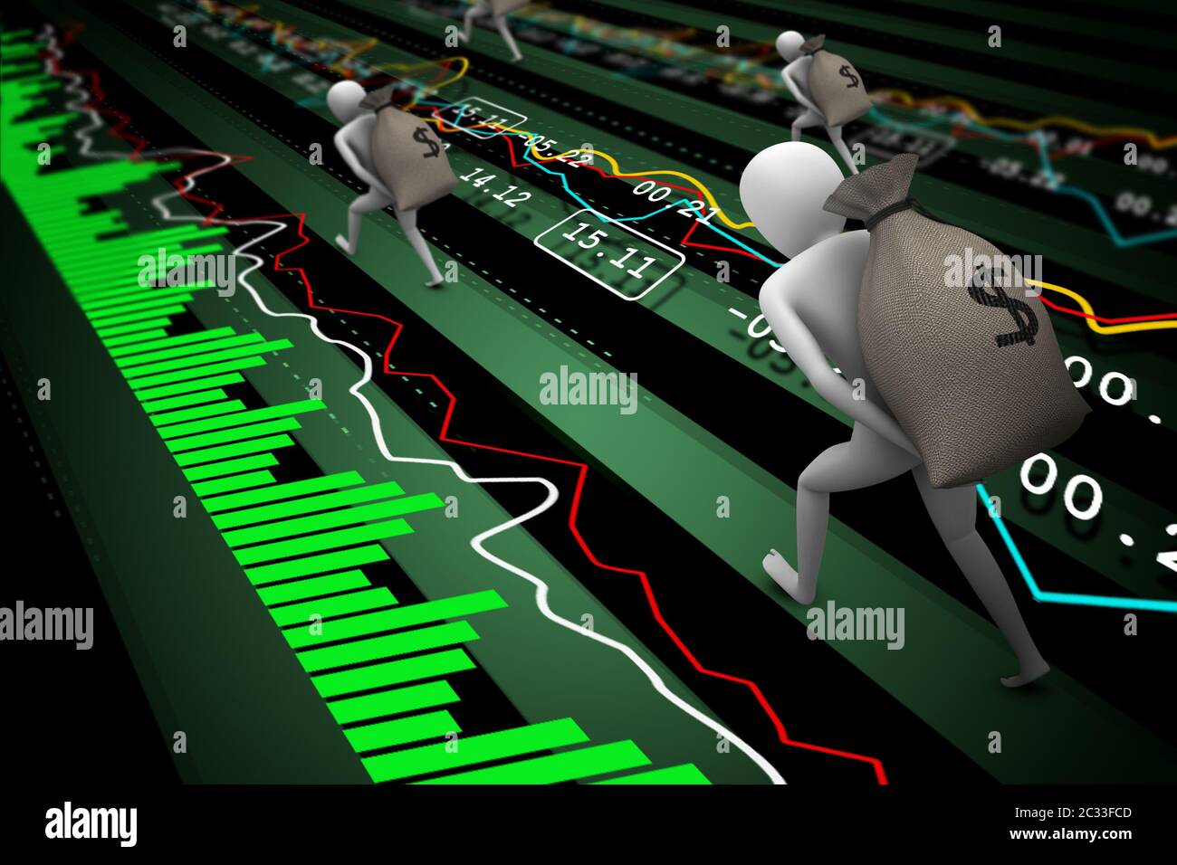 3d man with stock market data Stock Photo - Alamy