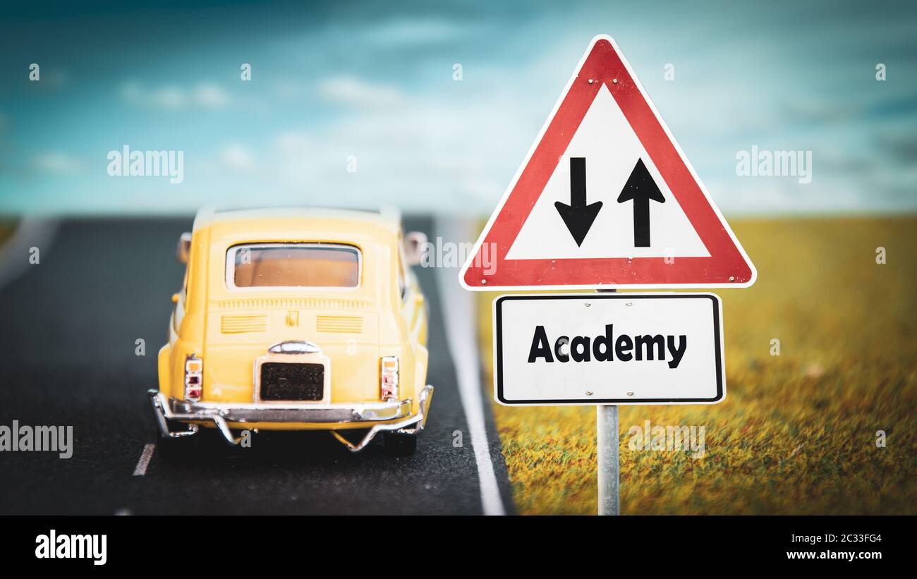Street Sign to Academy Stock Photo - Alamy