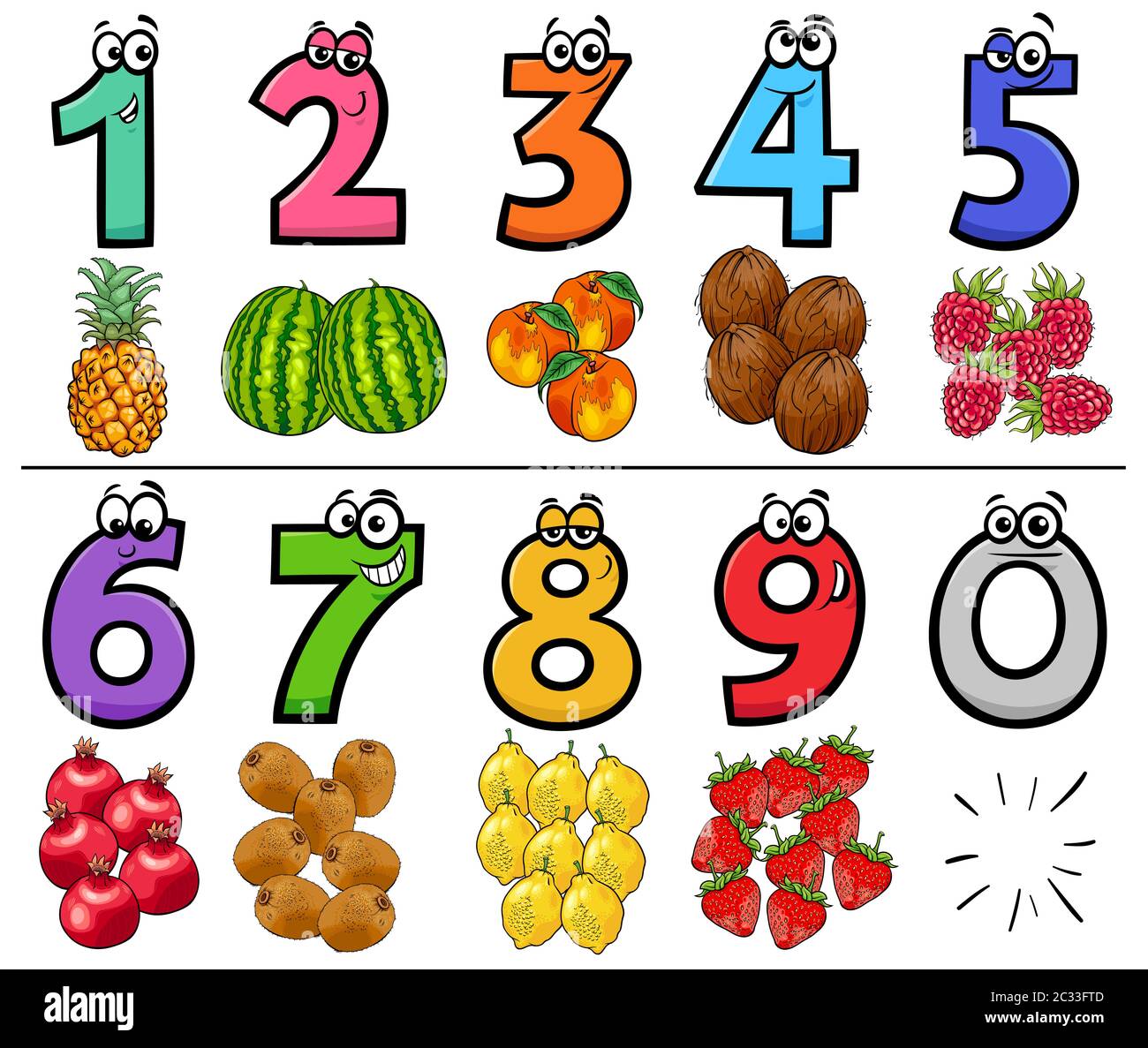 educational cartoon numbers set with fruits Stock Photo - Alamy