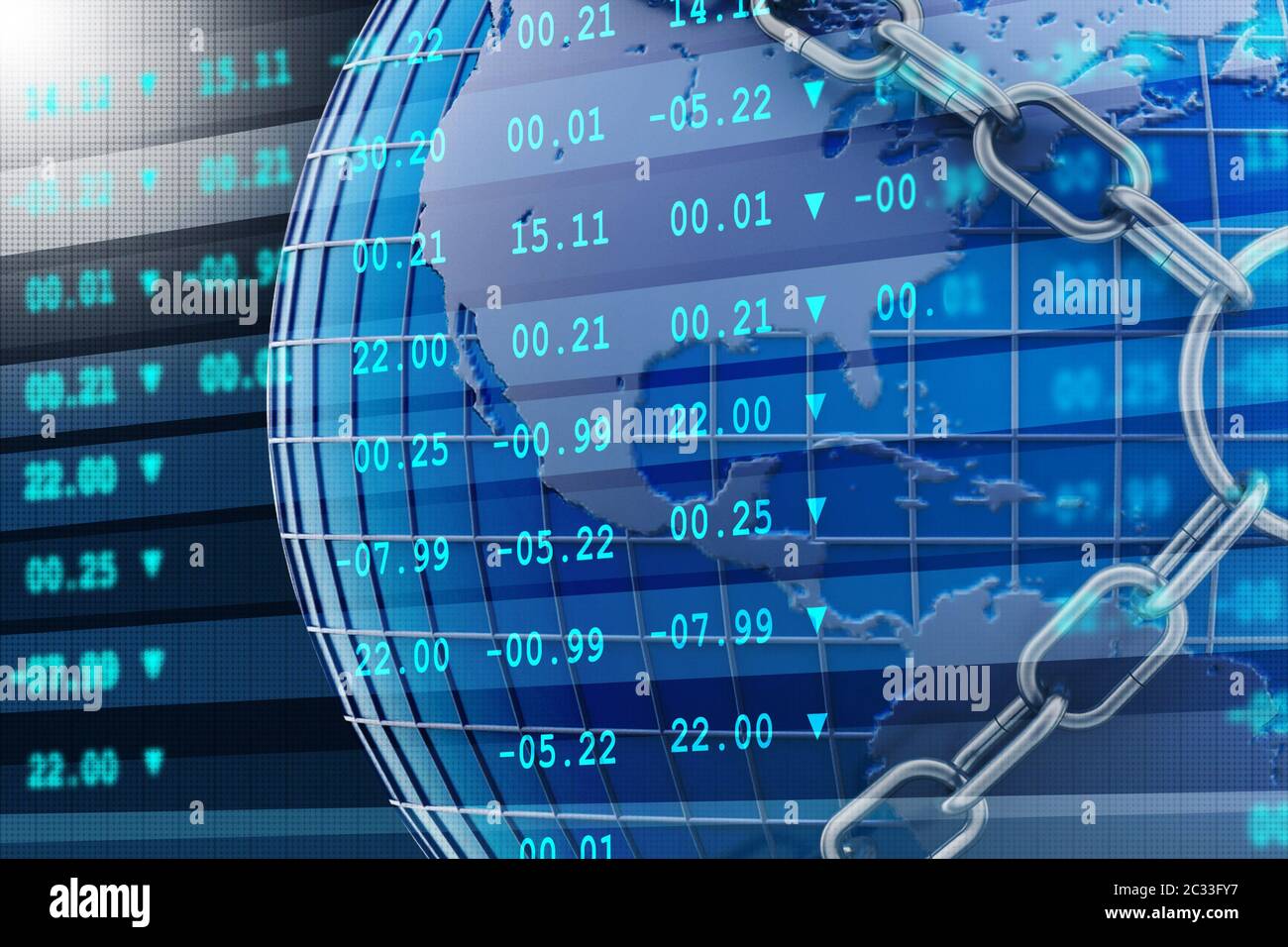 stock market chart with chain Stock Photo - Alamy