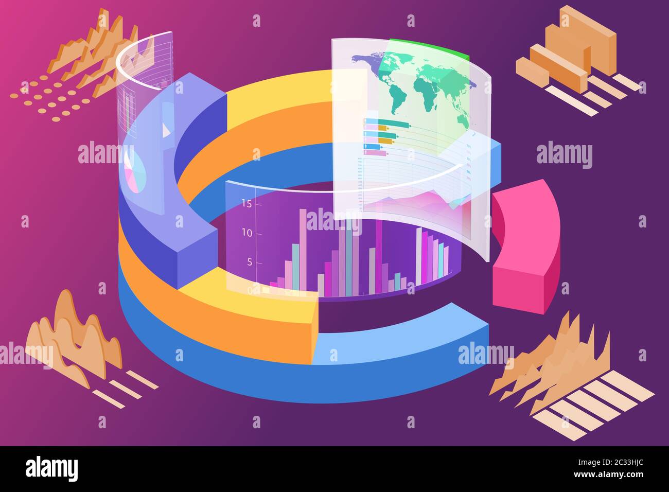 Various visualisation at trading environment - 3d rendering Stock Photo ...