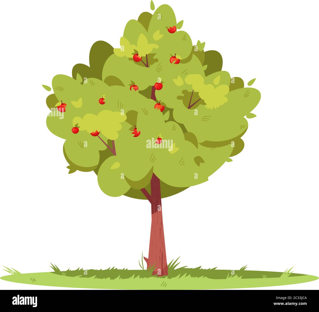Apple tree semi flat RGB color vector illustration Stock Vector Image ...