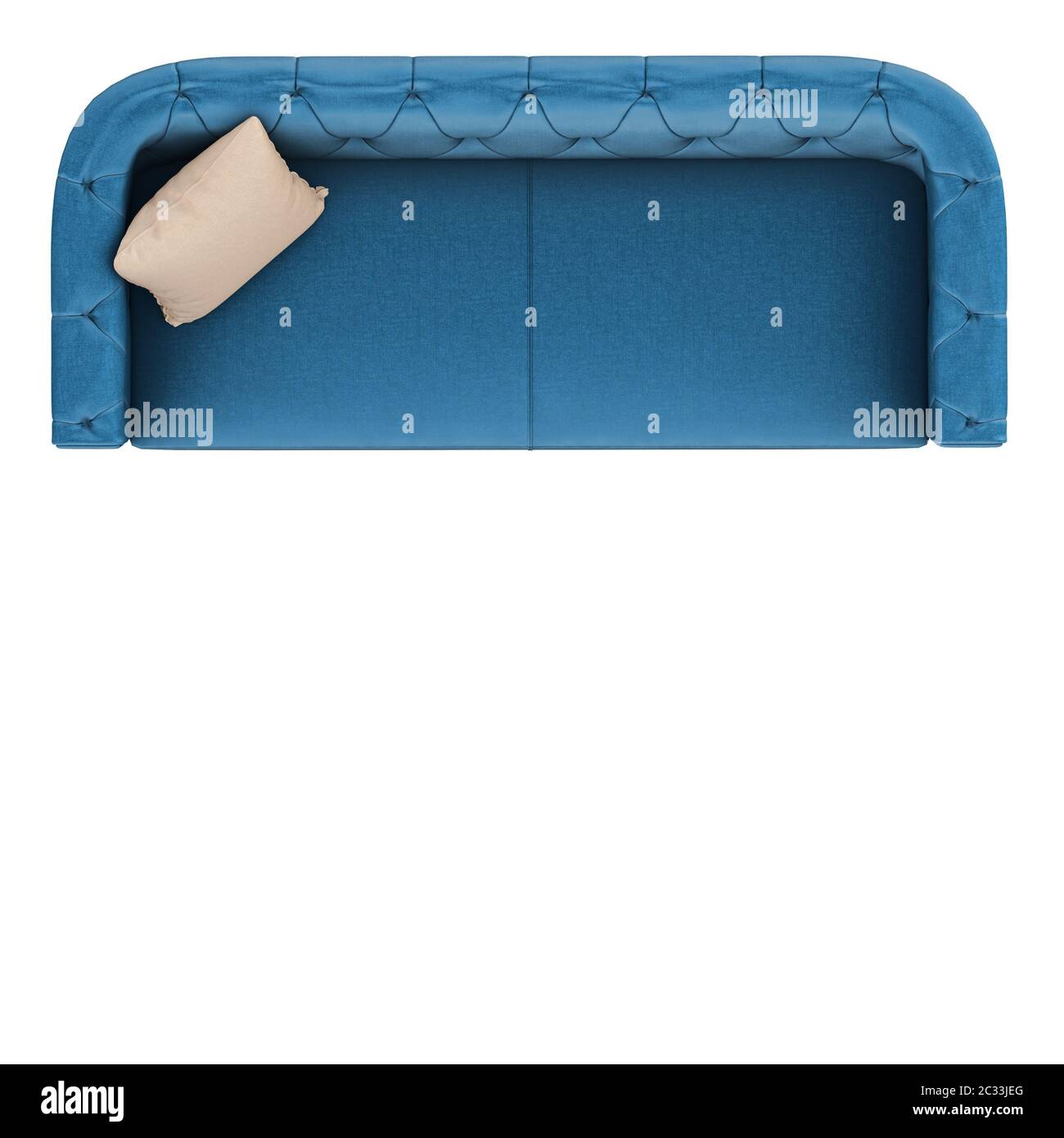 Blue sofa top view with pillow isolated background 3d rendering Stock ...