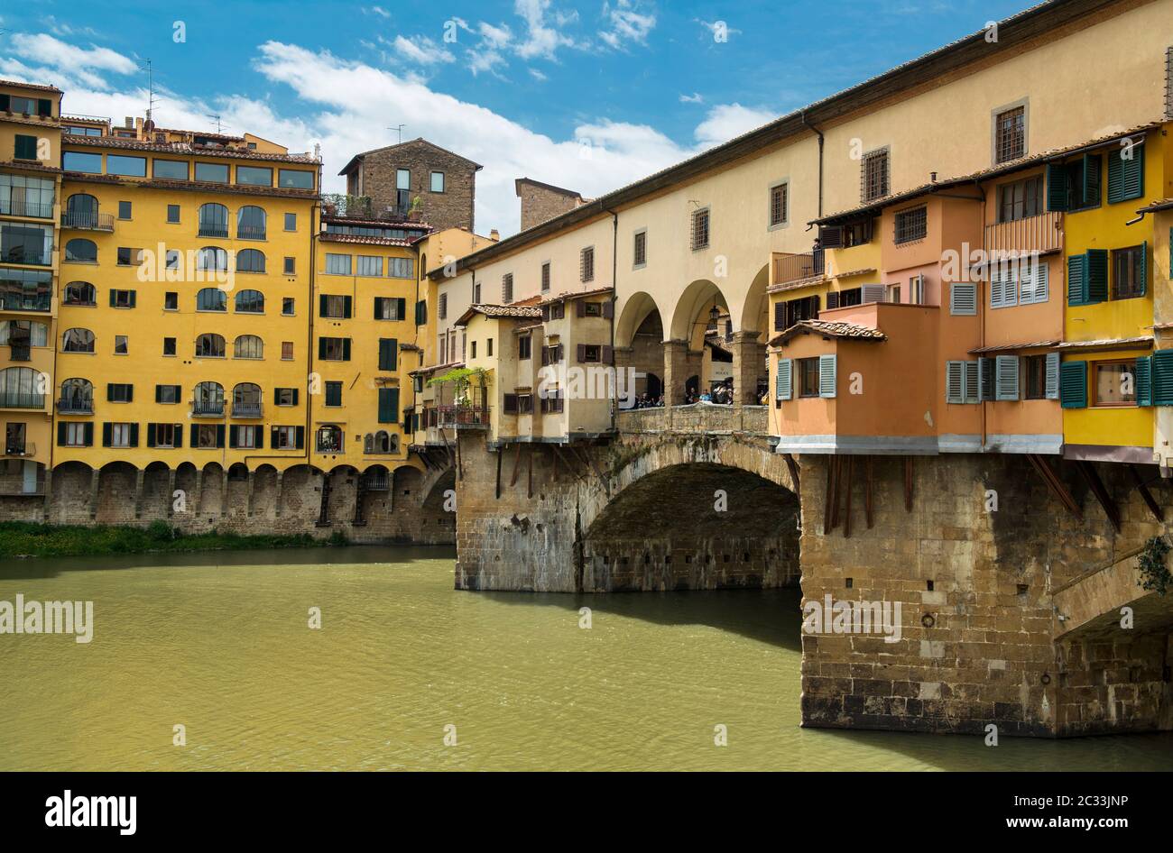 Medieval Ponte Vecchio Bridge and Arno River Waterfront of Florence ...
